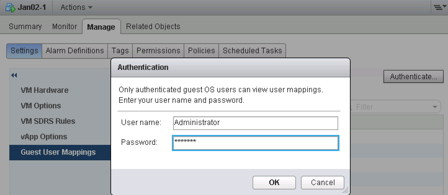 vSphere 6: Guest User Mappings