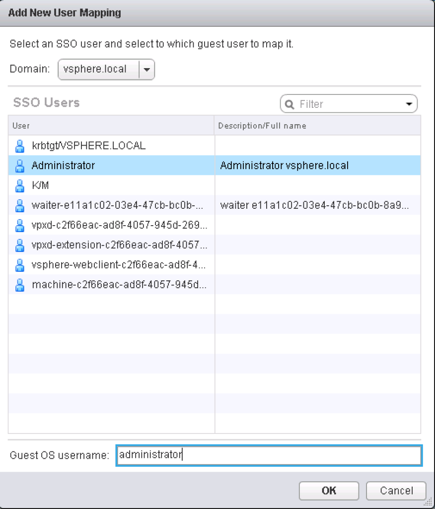 vSphere 6: Guest User Mappings