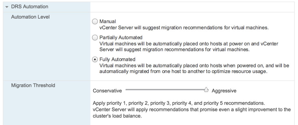 vSphere DRS Migration Thresholds