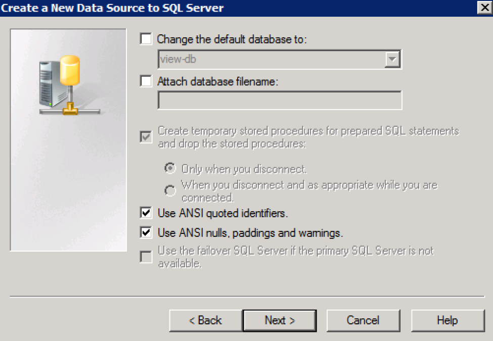 Setting up an ODBC connection for Horizon View Composer