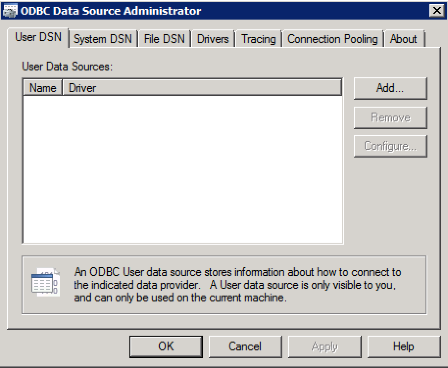 Setting up an ODBC connection for Horizon View Composer